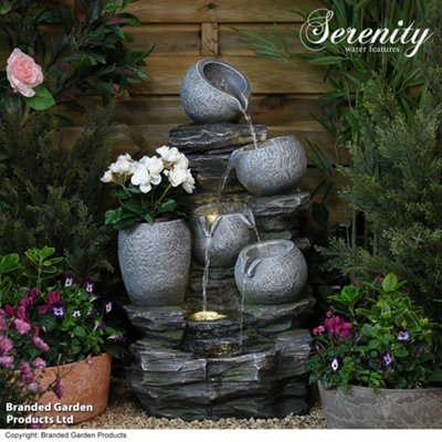Serenity River Rock Cascading Pots Water Feature LED Lighting Self ...
