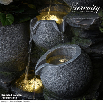 Serenity River Rock Cascading Pots Water Feature LED Lighting Self ...