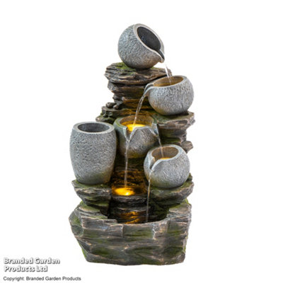 Serenity River Rock Cascading Pots Water Feature LED Lighting Self ...
