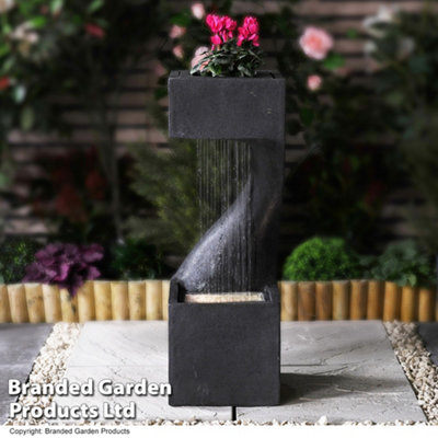 Serenity Spiral Rainfall Water Feature 4 LEDs & Planter 77cm Tall 10m ...