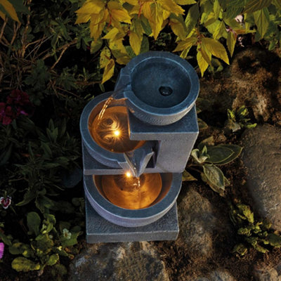 SERENITY TIERED BOWL INDOOR AND OUTDOOR WATER FEATURE LED LIGHTING
