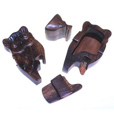 Serenityy Bali Magic Box Owl wooden puzzle with hidden compartment ...