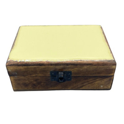 Serenityy Medium Ceramic Glazed Wood Keepsake Box - 15 x 10 x 6 cm ...