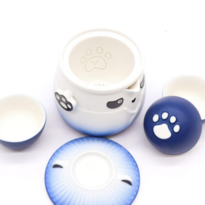 Serenityy Panda Teapot Set with Three Cups - Sky Blue, 4-piece set, 678g.