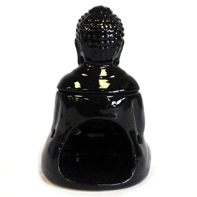 Serenityy - Sitting Buddha Oil Burner Black - Classic Glazed Ceramic ...