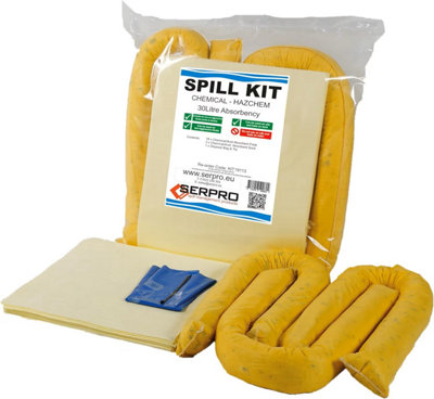 SERPRO - 30 Litre Chemical Spill Kit, absorbs Aggressive Acids and ...