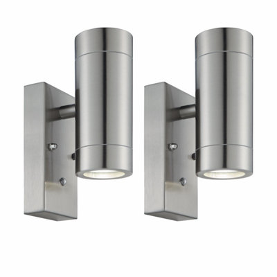 Set 2 Blaze - Stainless Steel Outdoor Up Down Motion Sensor Wall Light