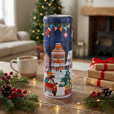 Set of 1 Blue Christmas Metal Storage Mini Tins Set Nesting Stacking ...