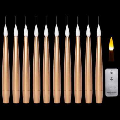 Set of 10 15cm Floating Gold Static Flicker Battery Candle with Remote ...