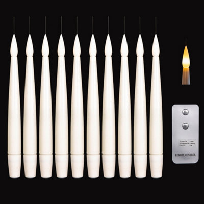 Set of 10 15cm Floating White LED Battery Candles in Warm White with ...