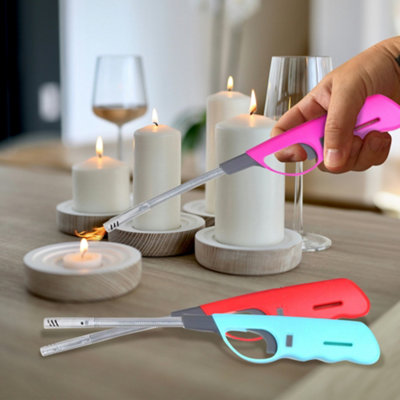 Set Of 10 Long Gas Lighters Refillable long Lasting Clicker With Safety ...