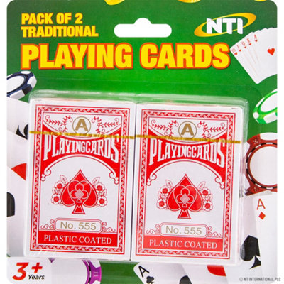 Set Of 10 Playing Cards Traditional Plastic Coated Deck Family Friends ...