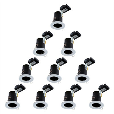 Set of 10 x White Fixed GU10 Fire Rated Recessed Downlights