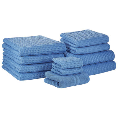 Set of 11 Towels AREORA Cotton Blue