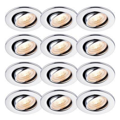 Set of 12 Chrome Fire Rated 6W LED 4000K Tilt Recessed Downlights
