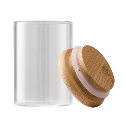Set of 12 Glass Spice Jar Set with Bamboo Lids