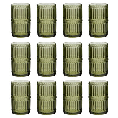 Buy Set of 12 Luxury Green Tall Highball Drinking Glass Tumblers 500ml ...