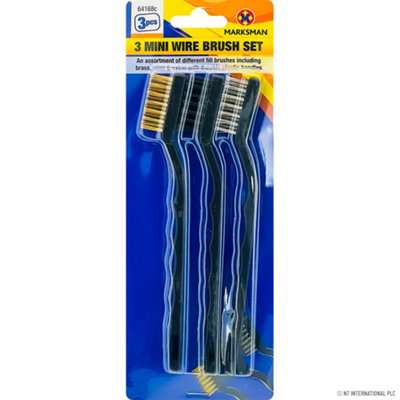 Set Of 12 Mini Wire Brush Set Cleaning Brushes Brass & Steel Bristles ...
