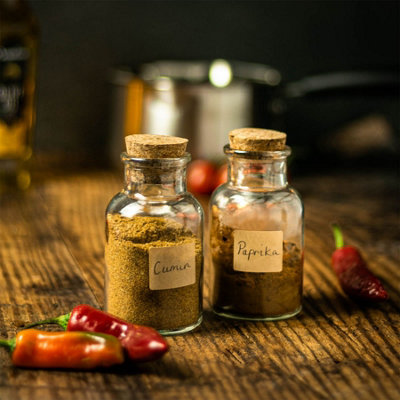 Set of 12 Spice Jars with Cork Lid 150ml M W