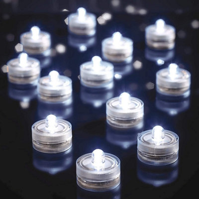 Set of 12 Submersible LED Tealights - Battery Powered Portable ...
