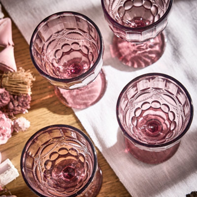 Buy Set of 12 Vintage Luxury Rose Quartz Drinking Glass Wine Goblets ...