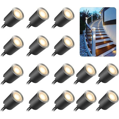 Set of 16 LED recessed spotlights for outdoor use for wooden terrace ...