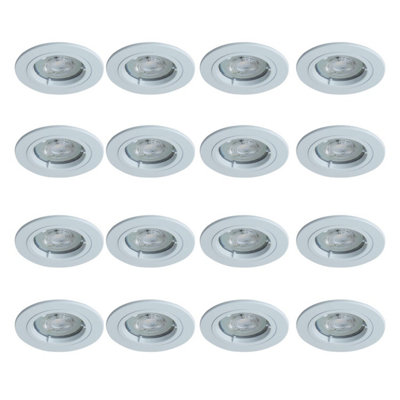 Set of 16 - White GU10 Fixed Recessed Downlights