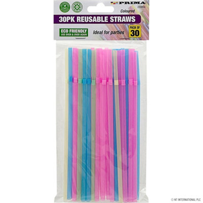 Set Of 180 Reusable Flexible Bendy Straws Drinking Party Summer ...