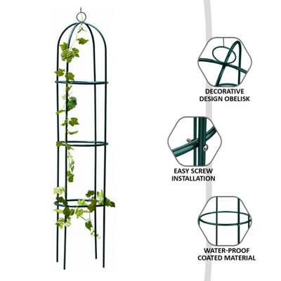 SET OF 2 1.9M OUTDOOR GARDEN METAL OBELISK TRELLIS CLIMBING PLANT ...