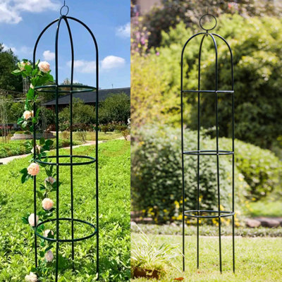 Set Of 2 1.9m Outdoor Garden Metal Obelisk Trellis Climbing Plant ...