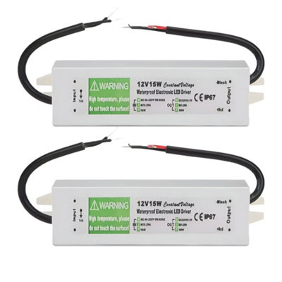 Set of 2 12V 15W IP67 Waterproof Electronic LED Driver AC 90V- 250V ...