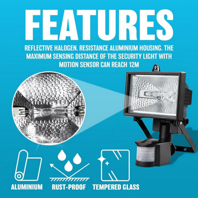 Set Of 2 150W Sensor Light Security Floodlight Outdoor Halogen Garden ...