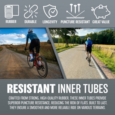 Set Of 2 24" Bike Tyre Inner Tube Bicycle Dunlop Valve Tubes 1"- 3/8 ...