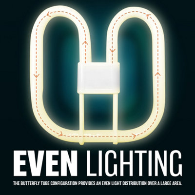 Set Of 2 2D Fluorescent Light Bulb 4 Pin Energy Saving 28W Butterfly ...