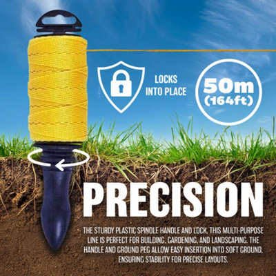 Set Of 2 50m Builders Line Rope String Building Bricklaying Brick ...