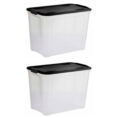 Set of 2 75L Storage Boxes with Clip Lids