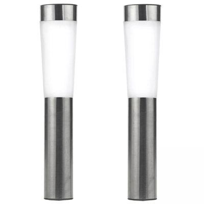 Set of 2 - 8-Hour Solar-Powered White LED Garden Post Light