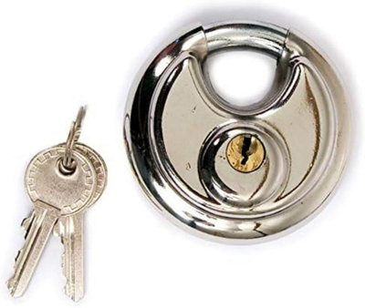 Set Of 2 90Mm Stainless Steel Shackle Disc Padlock Lock With Keys Heavy ...