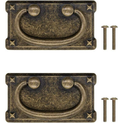 Set of 2 Antique Folding Drawer Handles Bronze Iron Design for Sliding ...