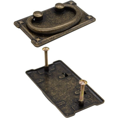 Set of 2 Antique Folding Drawer Handles Bronze Iron Design for Sliding ...
