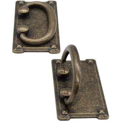 Set of 2 Antique Folding Drawer Handles Bronze Iron Design for Sliding ...