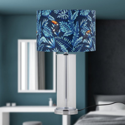 SET OF 2 AURA - CHROME TABLE LAMPS WITH TOUCAN VELVET SHADES