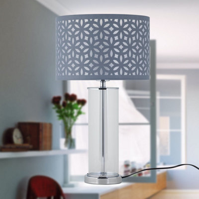 Set of 2 Aura - Chrome with Glass Column Table Lamp Bases