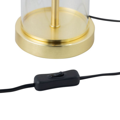 Set of 2 Aura - Satin Brass with Glass Column Table Lamp Bases