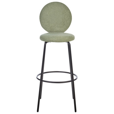 Set of 2 Bar Chairs EMERY Boucle Light Green