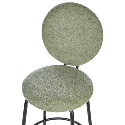 Set of 2 Bar Chairs EMERY Boucle Light Green