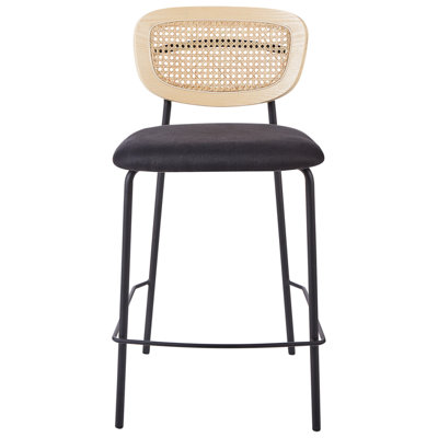 Set of 2 Bar Chairs MAYETTA Rattan Black