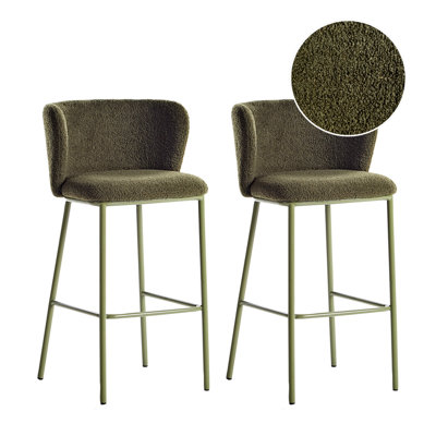 Set of 2 Bar Chairs MINA II Green