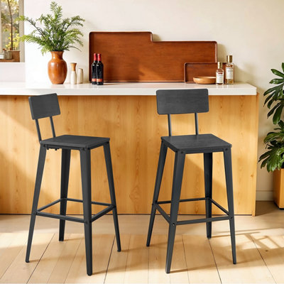 Set of 2 Bar Height Stools, Bar Stools, Tall Barstools with Back ...
