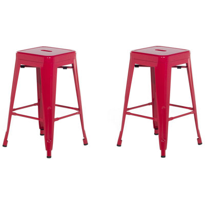 Set of 2 Bar Stools CABRILLO Metal Red